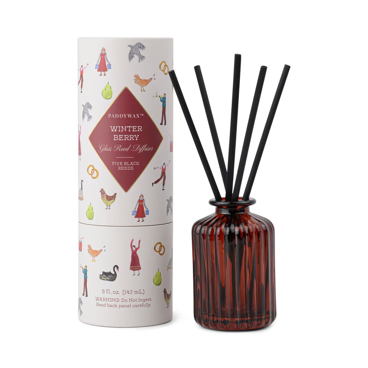 Balsam & Fir Ribbed Glass Diffuser - Red | Hartford Prints