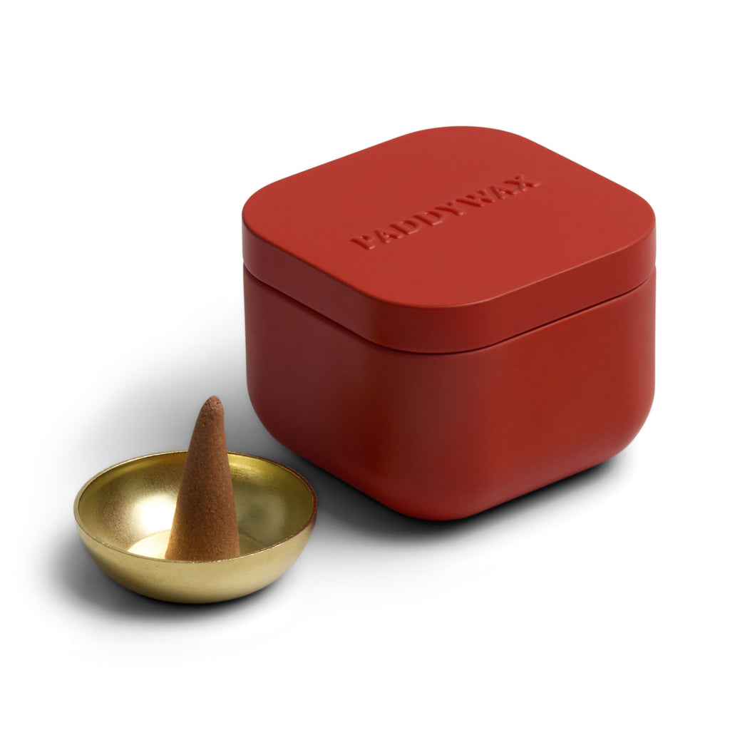 Poppy Cubed Metal Tin Incense w/ 20 Cones | Hartford Prints