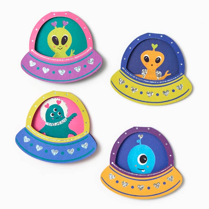 Alien Spaceship Valentines (Set of 28) | Hartford Prints