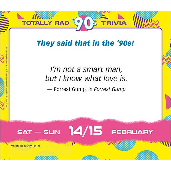 Totally Rad 90s Trivia 2026 Boxed Daily Calendar | Hartford Prints