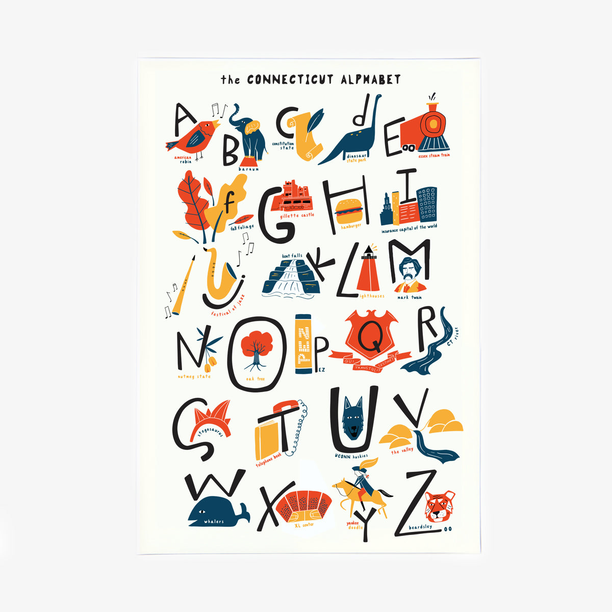 Connecticut Alphabet Print | Hartford Prints