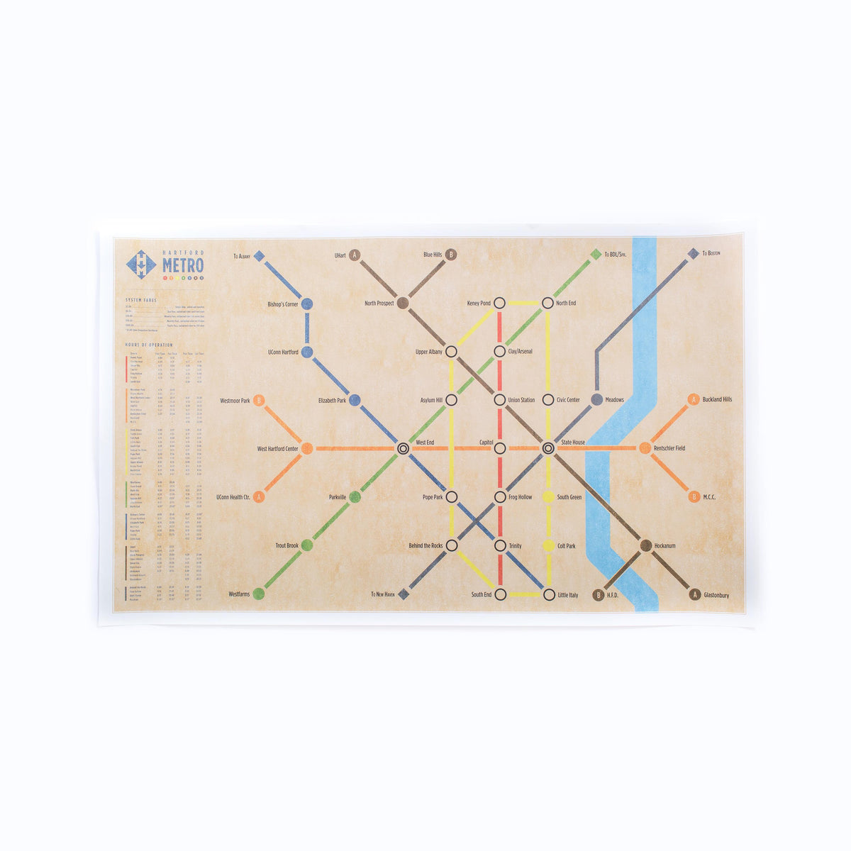 Hartford Metro Map | Hartford Prints